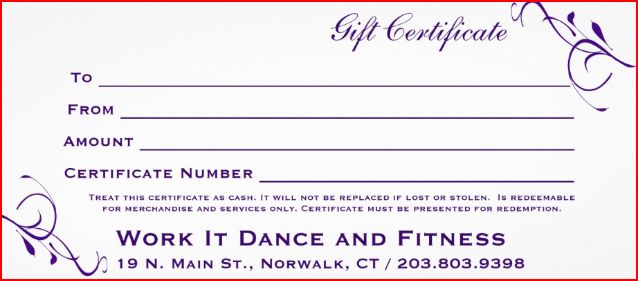 Dance Gift Certificate PRINTABLE GIFT CERTIFICATES — Vertical Art